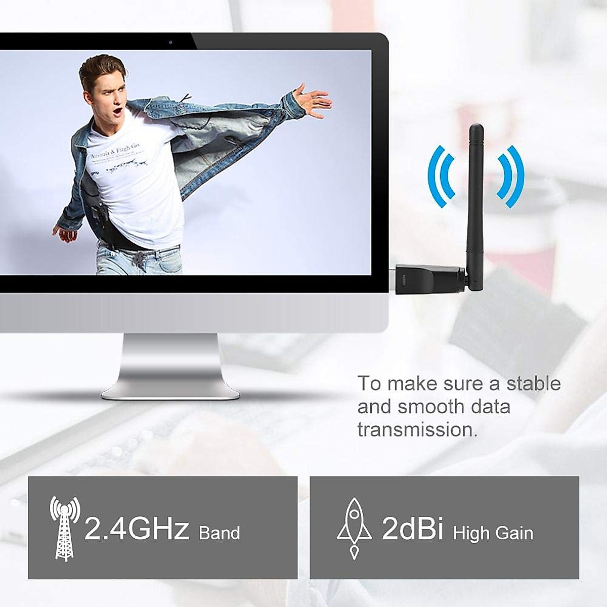 150Mbps Wireless USB WiFi Adapter,150Mbps Data Transmission,64/128/152-digit WEP Encryption Wireless Network Card for PC/Desktop/Laptop,Support Windows XP/Vista/7/8/10, Mac OS