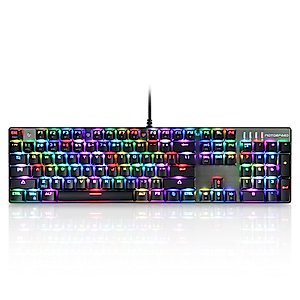MOTOSPEED Wired RGB Gaming Mechanical Keyboard with Blue Red Switches,104-Key Aluminium Wired Keyboard,Compatible for Mac Windwows and Linux