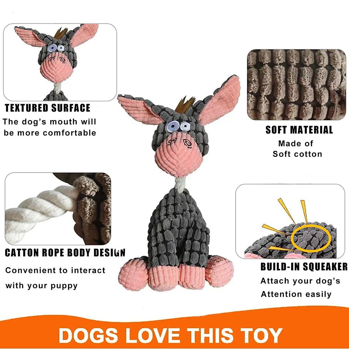 BODLYL Squeaky Plush Dog Toys Pack for Puppy, 2 Pack Durable Stuffed Animal Plush Chew Toys with Squeakers, Cute Soft Dog Toys for Teeth Cleaning, Interactive Dog Toys for Small, Medium Dogs (Set 2)