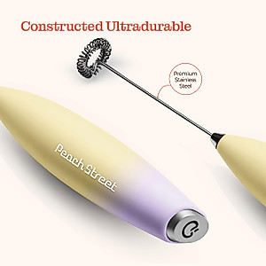 Powerful Handheld Milk Frother, Mini Milk Foamer, Battery Operated (Not included) Stainless Steel Drink Mixer with Frother Stand (Lavender Banana)
