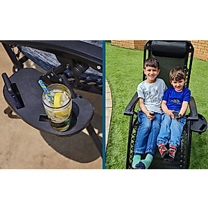 CYCLONE SOUND Adjustable Zero Gravity Folding Reclining Lounge Chair with Pillow，Anti-Gravity Chair for Indoor & Outdoor, Folding Reclining Chair w/Side Tray