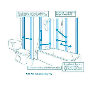 16 Inch Stainless Steel Shower Grab Bar, ZUEXT Chrome Shower Handle, Bathroom Balance Bar, Safety Hand Rail Support Bar for Handicap Elderly Injury, Senior Assist Bath Tub Wall Concealed Mount Handle