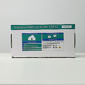 FREENOVE 4WD Car Kit for ESP32-WROVER CAM (Included), Dual-core 32-bit 240 MHz Microcontroller, Camera, Dot Matrix, Obstacle Avoidance, Line Tracking, Light Tracing, Colorful Light, App