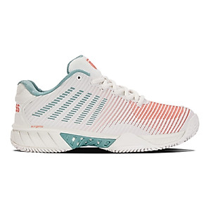 K-Swiss Women's Hypercourt Express 2 HB Tennis Shoe, Blanc De Blanc/Nile Blue/Desert Flower, 8 M