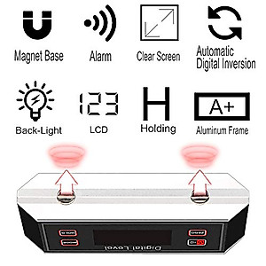 eOUTIL Digital Level Angle Finder Waterproof IP65 Protractor Angle Gauge Inclinometer with V-Groove Magnetic Base/0~360 Degree