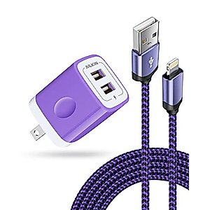 iPhone Wall Charger & Lightning Cable, AILKIN Apple MFI Certified Braided iPhone Charger Cord, Fast Charging Powerline USB Plug Adapter for iPhone 14/13/12 Pro Max/SE/11/11 Pro/XS/XR/8/7/6S Plus, iPad