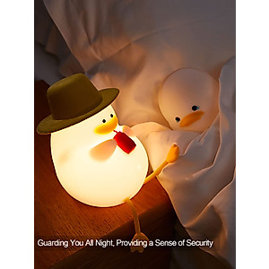 anmones Night Light for Kids - Happy Duck Premium Silicone Lamp, Cute and Dimmable Nightlight for Soothing Bedtime Ambience, 𝑴𝒖𝒍𝒕𝒊𝒑𝒍𝒆 𝑵𝒊𝒈𝒉𝒕𝒍𝒊𝒈𝒉𝒕𝒔 White XR-MM-L22067