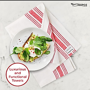 KEEPOZ Kitchen Towels, 16 x 25 Inches, 100% Ring Spun Cotton Dish Towels for Drying Dishes, Super Soft and Absorbent Tea Towels and Bar Towels Set Dish Cloths and Dish Rags for Drying (12 Pack, Red)