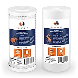 Aquaboon 5 Micron 10" x 4.5" CTO Carbon Block & Sediment Replacement Filter Cartridges Set, 2 pack COMPATIBLE WITH: FC25BX4, 32-450-20-GREEN, EP20-BB, 2C-20BB, DGD-5005-20, W15-PR, HD-950, WFHD13001B