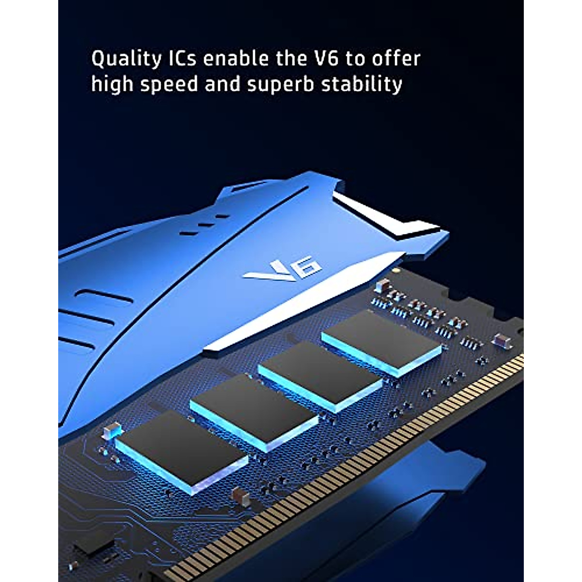 HP V6 RAM 16GB Kit (8GBx2) DDR4 3000MHz CL16 1.35V Desktop Computer Gaming Memory, Blue - 7TE39AA#ABC