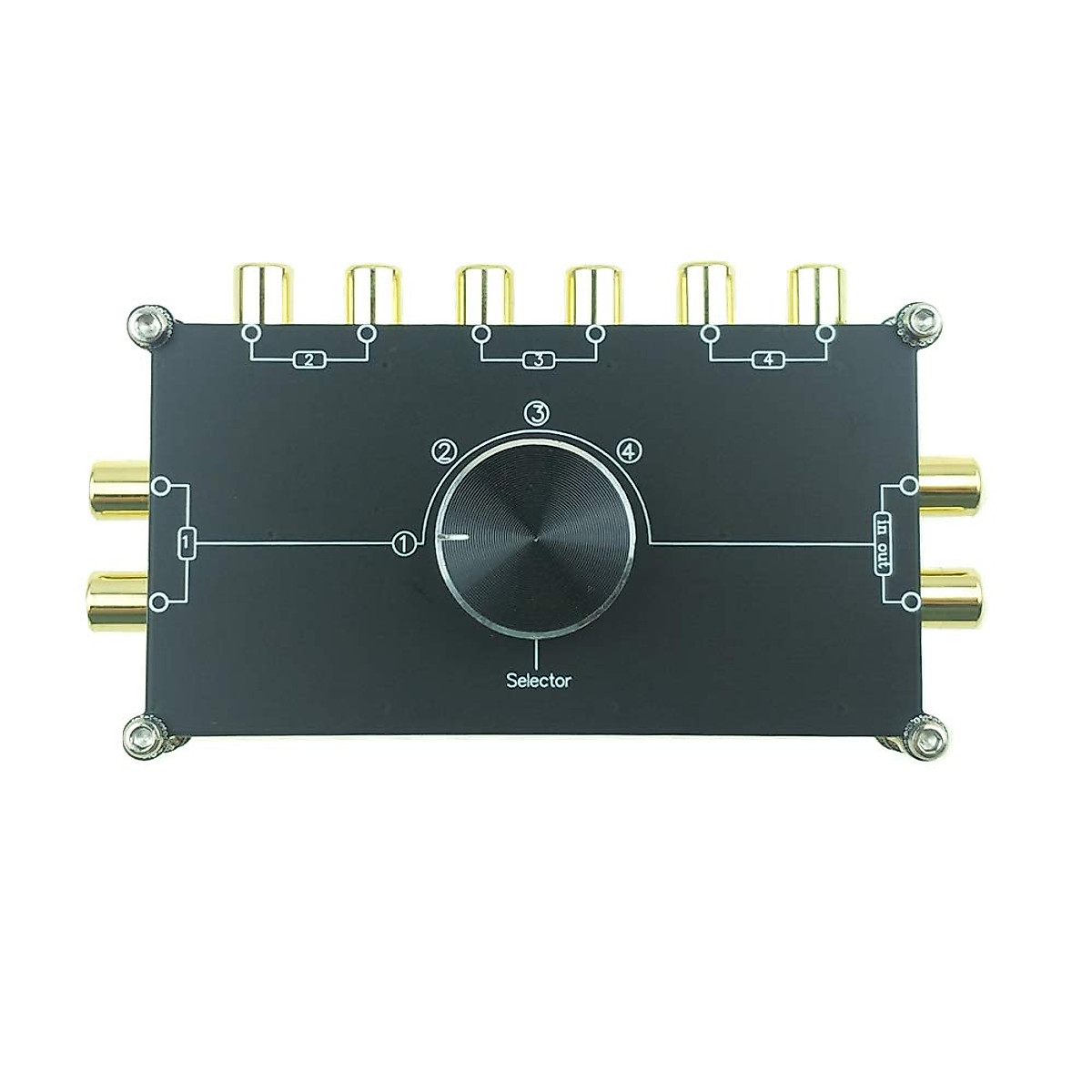 SOLUPEAK 4 in 1 Out RCA Stereo Audio Cable Switch,Source Input Signal switcher selector Splitter Passive Connector Distributor Box