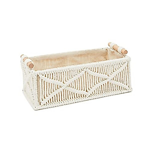 2 Pack Macrame Storage Basket for Nursery, Bohemian Style Home Decor and Nursery (2 Sizes, White)