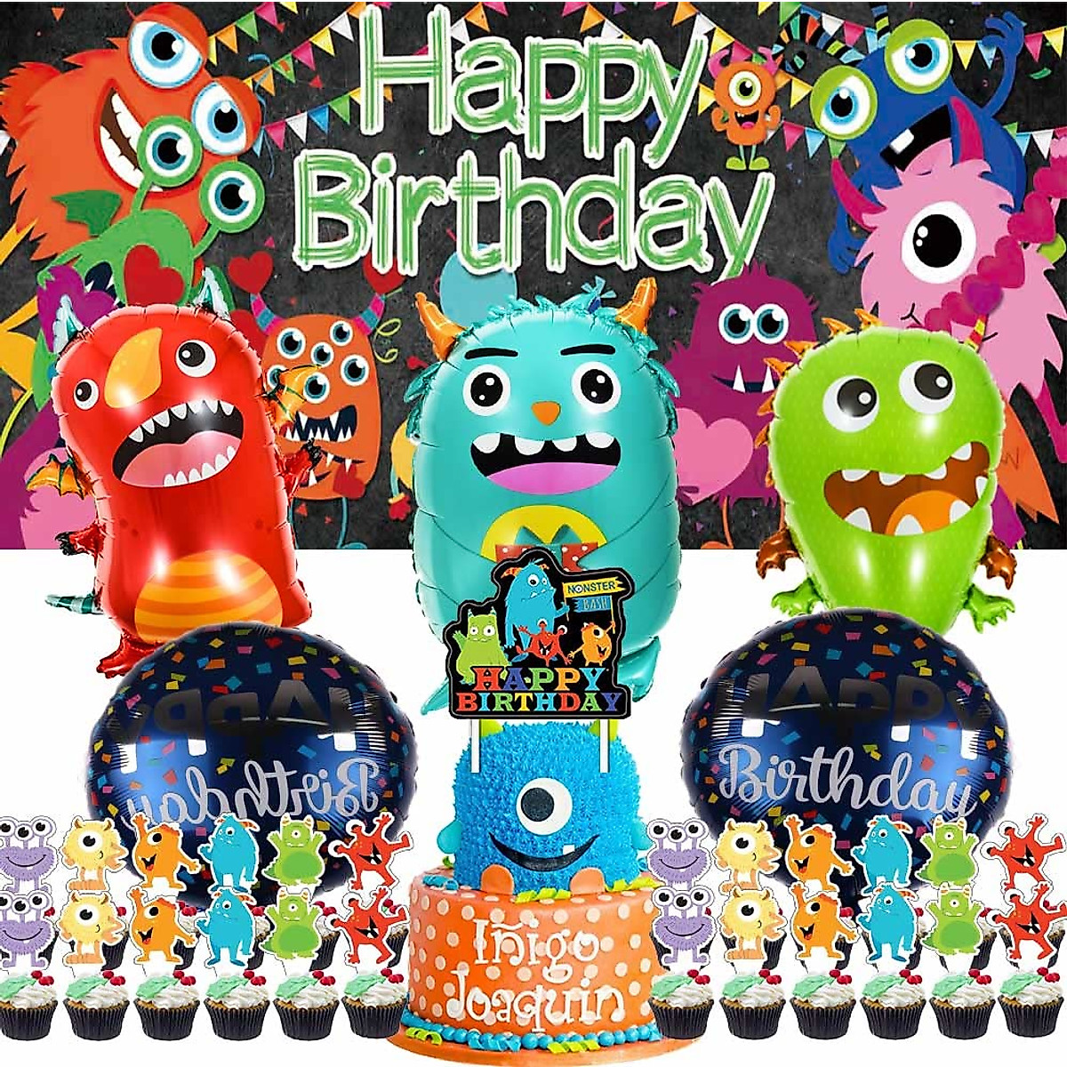 N05280-DXQ-MonsterBash Monster Bash Birthday Party Supplies Decorations Cake Topper Balloons Favors Backdrop Banner Decor