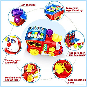 Baby Toys 12-18 Months Musical Train Kids Toys for 1 2 3 4+ Year Old Boys Girls Gifts,Early Education Learning Toy with Fruit Block/Music/Light/ for 6 to 12 Months Toddler Christmas Birthday Gifts