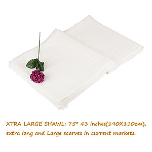 Iristide Womens Long Scarf in Solid Color, Light Weight Large Shawls Wrap for Beach Outdoor Camping Traveling Sunscreen Neckwear 75×43 inch (White)