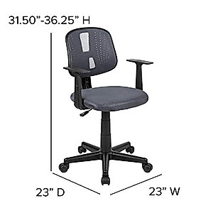 Flash Furniture Flash Fundamentals Mid-Back Gray Mesh Swivel Task Office Chair with Pivot Back and Arms