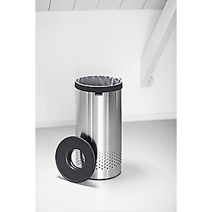 Brabantia Laundry Bin with Black Plastic Lid, 35 L - Matt Steel
