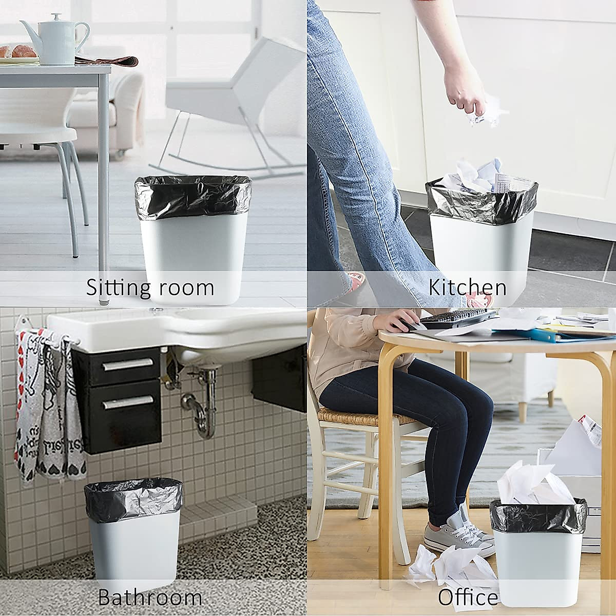 1.2 Gallon 80 counts Strong Trash Bags Garbage Bags, Bathroom Trash Can Bin Liners, Small Plastic Bags for home office kitchen, fit 5-6 Liter, 0.8-1.6 and 1-1.5 Gal, Black