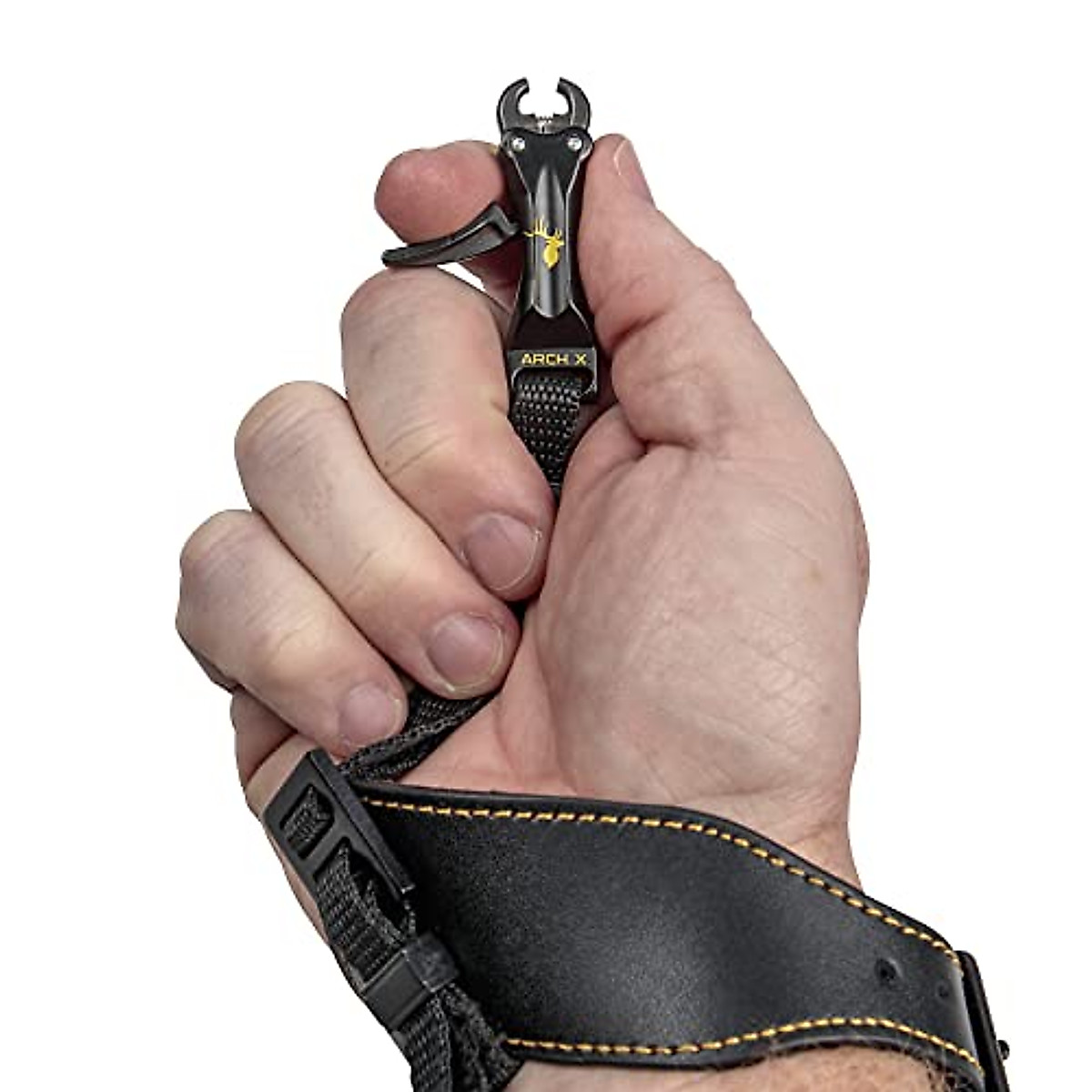 Trophy Ridge ArchX Archery Bow Release - Smooth Dual Caliper Release, Adjustable Strap Length, Interlocking Jaw System, Premium Leather Buckle Strap, Trigger Travel Tuning , Black