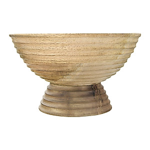 Creative Co-Op Rattan Display Boxes with Glass Top (Set of 2 Sizes) and Mango Wood Footed Bowl