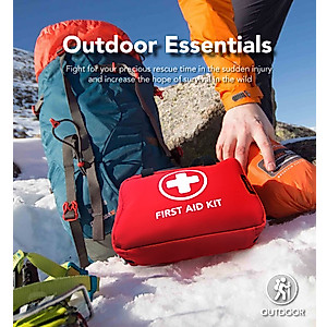 330 Piece First Aid Kit, Premium Waterproof Compact Trauma Medical Kits for Any Emergencies, Ideal for Home, Office, Car, Travel, Outdoor, Camping, Hiking, Boating (Red)