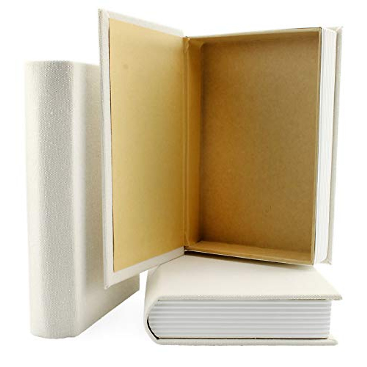 AuldHome Faux Book Stack (Cream); Blank Set of 3 Decorative Books for DIY Crafts and Home Decor