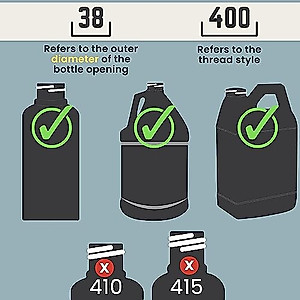 Gallon Pump Dispenser - 38/400 Pump Bottle Dispenser for Shampoo, Laundry Detergent, Liquid, Water, Popcorn Butter, Snow Cone Syrup, Oil - Fits Most 1 Gallon Jugs & One Gallon Containers, White 2pk