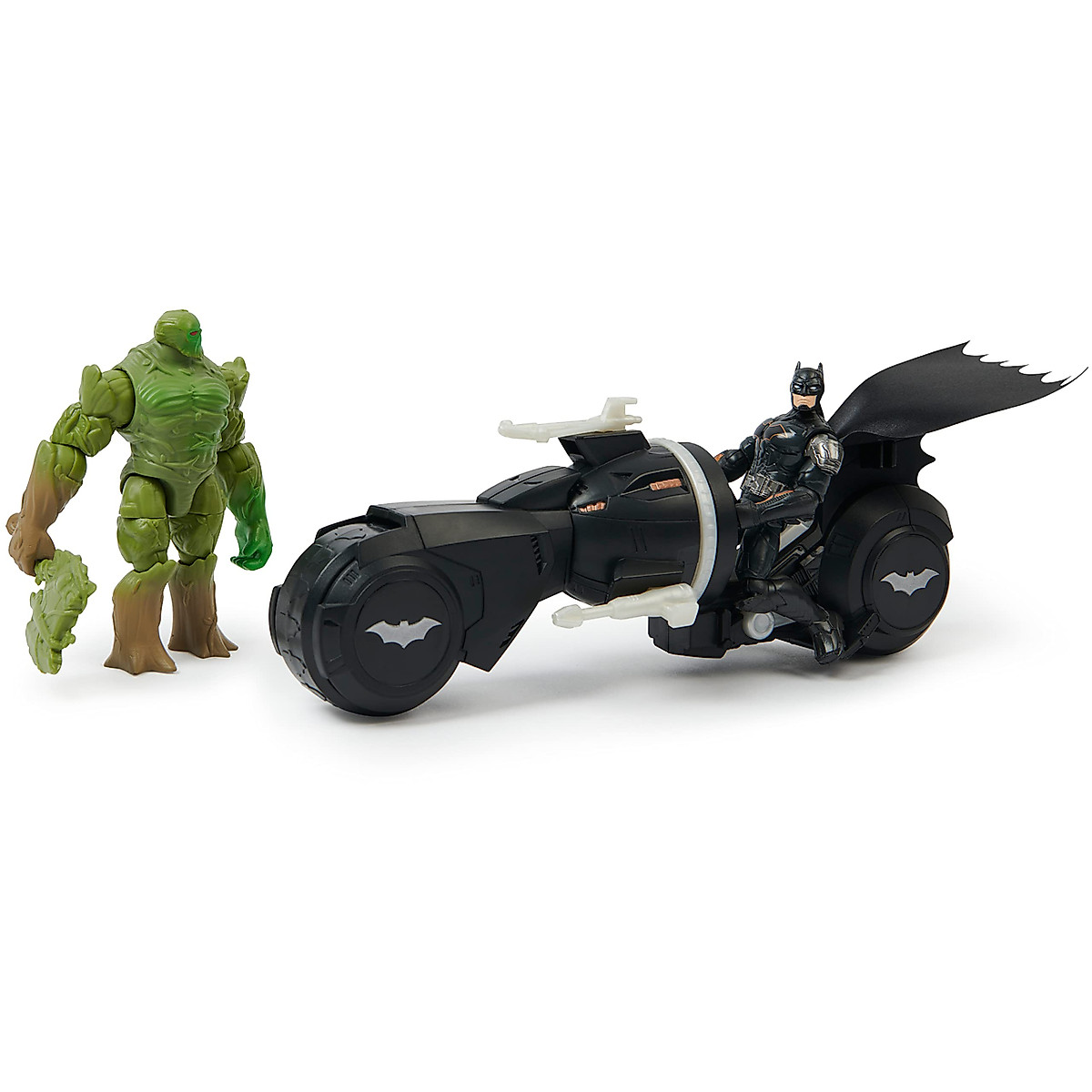 DC Comics, Batman and Swamp Thing Armory Attack Batcycle Set, Exclusive Armored Batman and Swamp Thing Action Figure with Accessories, Kids Toys for Boys and Girls Ages 4 and Up