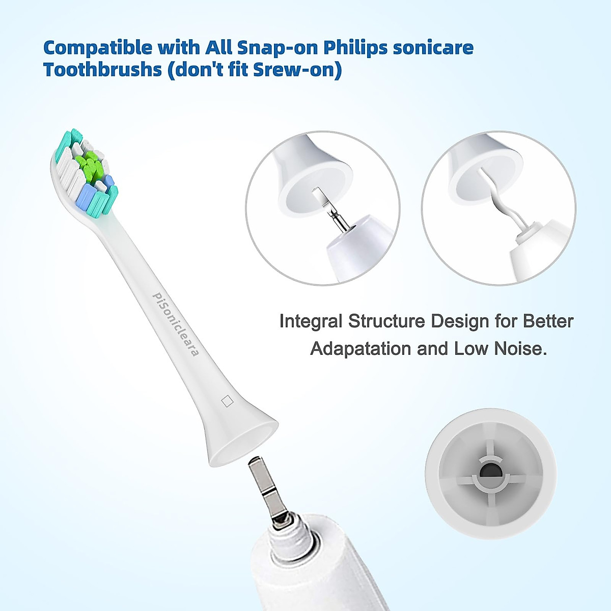 Pisonicleara Replacement Toothbrush Heads Compatible with Philips Sonicare(10 Pack), Brush Heads for Hx6920, 4100 2 Series, HX9023 Hx6240 Hx6610 Snap on Electric Tooth Brush Refill