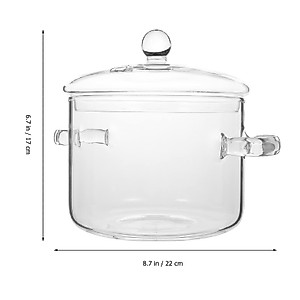 DOITOOL Glass Saucepan Heat Resistant: 1900ml Glass Cooking Pot with Cover Nonstick Soup Pot Sauce Pan for Soup Pasta Noodle Baby Food Transparent