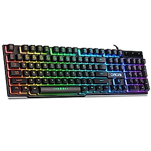 CHONCHOW Wired Gaming Keyboard for Mac PC PS5 PS4 Xbox One Gamers, RGB Backlit LED Mechanical Feel Keyboard with Multimedia Keys Number Pad, 104 Keys USB Desktop Computer Windows Keyboard (Black)