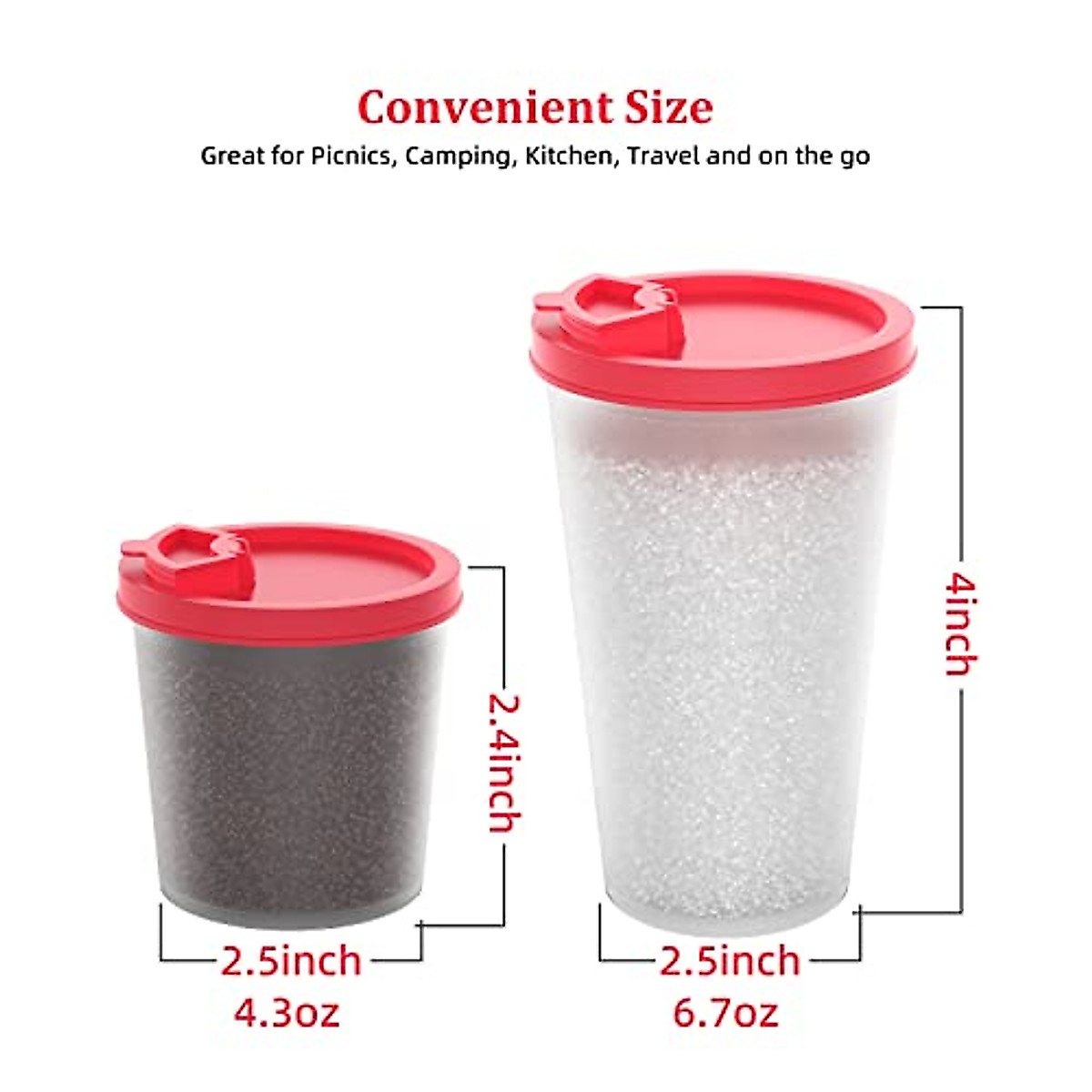 Salt and Pepper Shakers Set of 2 Moisture Proof 6.7oz Plastic Salt Shaker With Lid for Camping Picnic Outdoors Kitchen Clear Airtight Spice Jar 2 Pack - Large