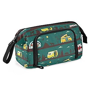 Glaphy Travel Trailers Camping Car Pencil Case Large Capacity Pencil Pouch Bag Pen Carrying Case Storage Stationery Bag