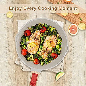 Bobikuke Nonstick Deep Frying Pan, 8-inch Saute Pan Non Stick Skillets Pan for Cooking, Egg Frying Pan with Removable Handle, Dishwasher Safe, Oven Safe, PFOA Free