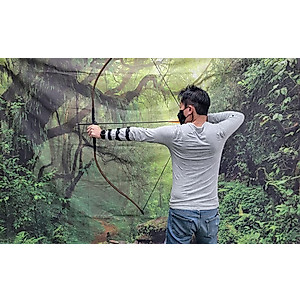 SAS 30-35lbs 22-29" Robinhood Long Bow for Adult/Youth w/Belt Quiver, Armguard, Finger Tab, Arrow Rest, Target Face and 2 x Arrows (Black)