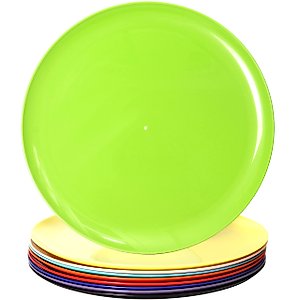 Youngever 9 Pack 12 Inch Plastic Plates, Large Plates, Dinner Plates, Set of 9 (Rainbow Colors)