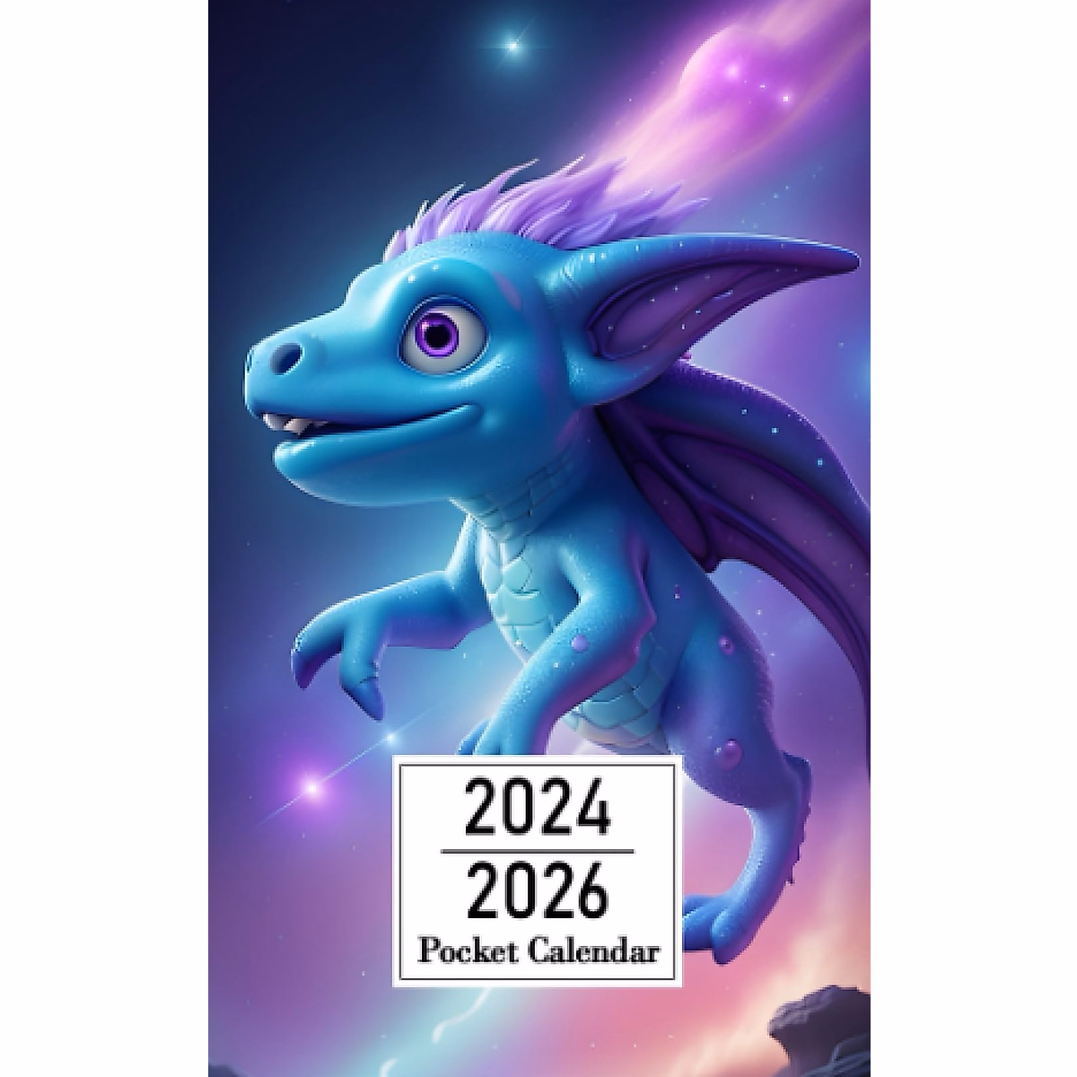 Pocket Calendar 2024-2026: Two-Year Monthly Planner for Purse , 36 Months from January 2024 to December 2026 | Galaxy splash art | Magical mystery creature