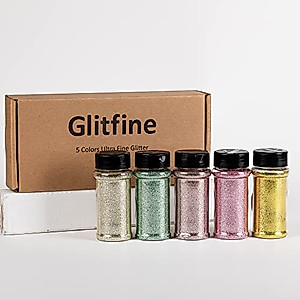Extra Fine Glitter,5 Colors Glitter Pack,283g/10oz Craft Glitter Powder for Resin,Slime,Nail,Tumbler (5 Light Metallic Colors)