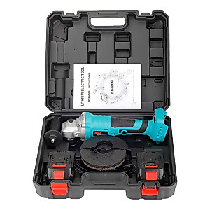 Cordless Angle Grinder Set, 18V Electric Cut-off Tool/Grinder with 2 Pack 5.0Ah Lithium-ion Battery and Charger & Carrying Case Kit, for Cutting and Grinding