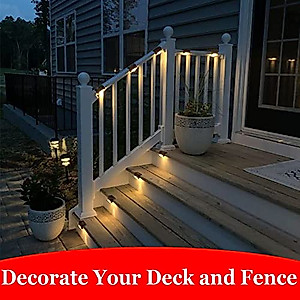 Lioclsx Solar Deck Lights Outdoor, 16 Pack Solar Fence Lights Waterproof Solar Led Lights for Stairs, Step, Garden, Yard, Flower Bed and Patio,Warm White