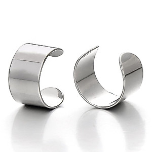Wide Silver Ear Cuff Smooth - Sterling Silver Adjustable No Piercing Ear Cuff - Minimalist Ear Cuff