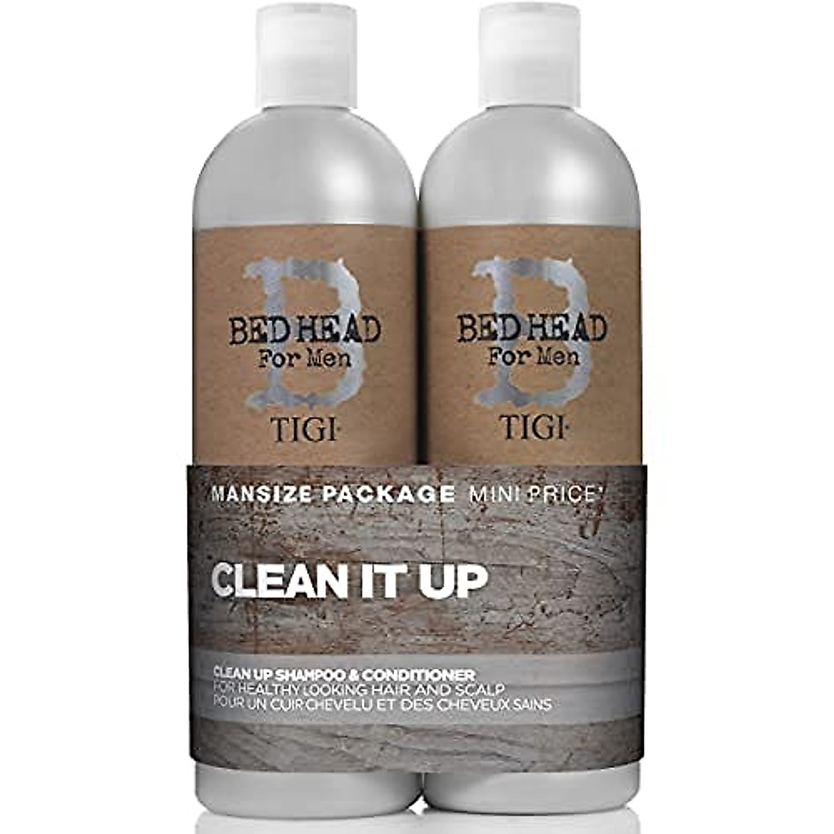 Tigi Bed Head B for Men Clean Up Kit By for Men - 2 Pc Kit 25.36 Oz Shampoo, 25.36 Oz Conditioner, 2count
