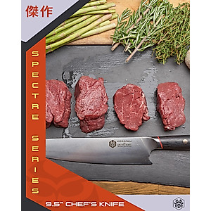 KESSAKU 9.5-Inch Chef Knife - Spectre Series - Forged Japanese AUS-8 High Carbon Stainless Steel - Pakkawood Handle with Blade Guard