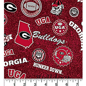 University of Georgia Cotton Fabric Home State Design-Newest Pattern-Sold by The Yard-SYKEL NCAA Cotton Fabric