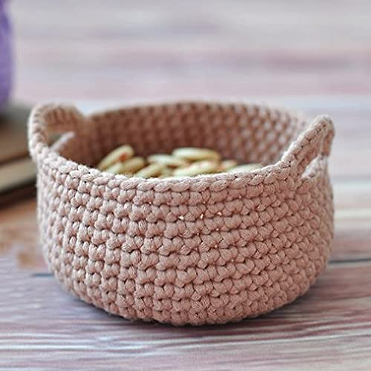 2 Pack Light Blue Soft Cotton Knitting Yarn Elastic Fabric Crochet Cloth Yarn for Bag,Basket,Cushion