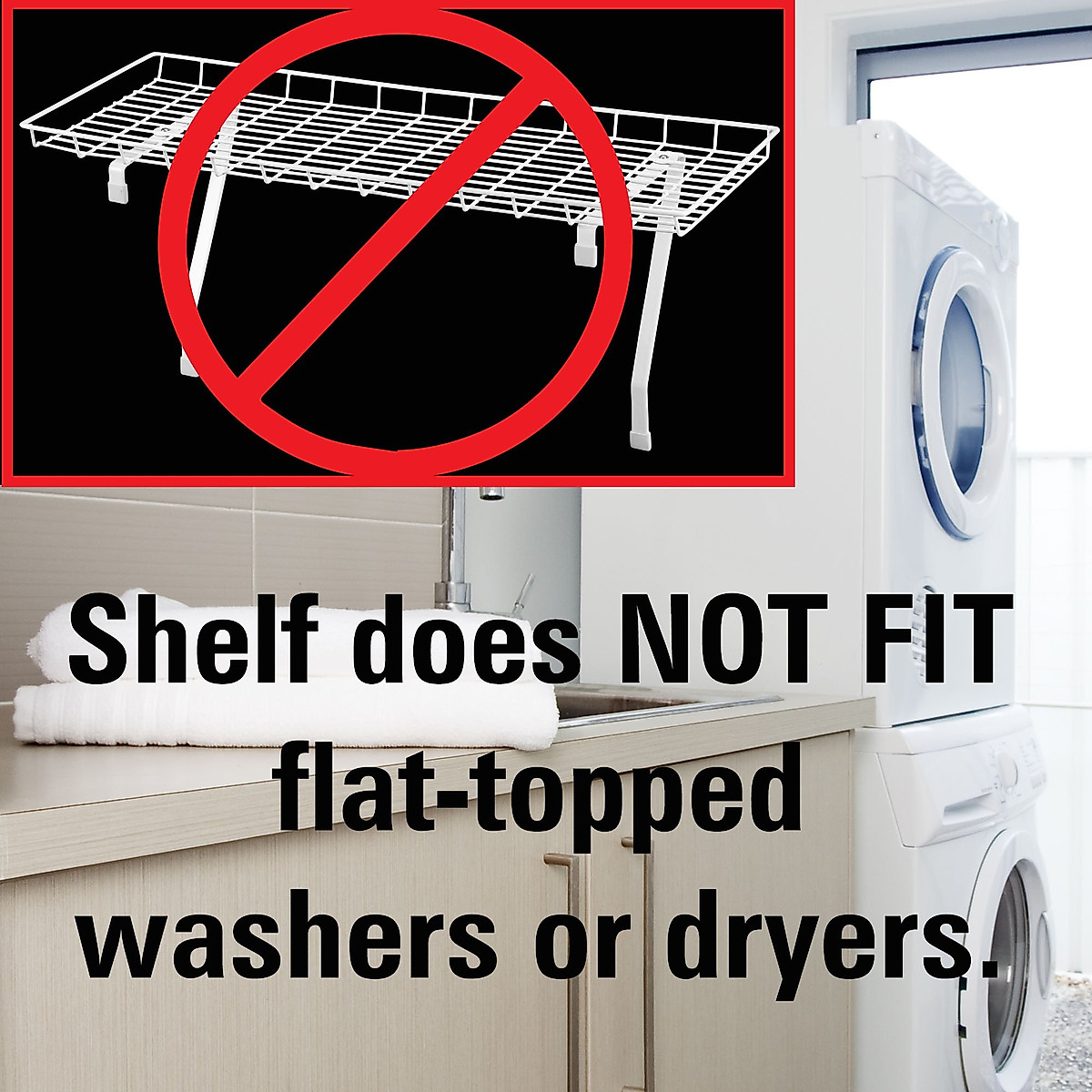 Household Essentials 05100 Rear Display Over-The-Washer Storage Shelf | Organize and Store Laundry Room Supplies | White (Pack of 2)