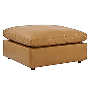 Modway Commix Modular Sofa, U Shaped Reclining Sectional, Tan Vegan Leather