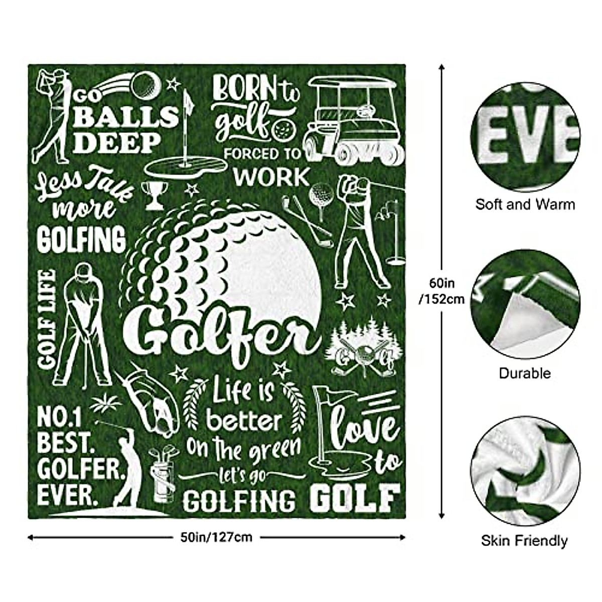 Golf Gifts for Men, Gifts for Golfers, Golf Gifts for Men Unique, Golfing Gifts for Him, Birthday Father Thanksgiving Day Gifts for Golfers, Golf Gift for Sport Lover, Best Golf Blanket Gift 50"x60"