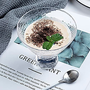 Frcctre 6 Pack Stemless Martini Glasses, 8 Oz Vintage Shrimp Cocktail Glasses with Heavy Base, Glass Dessert Bowls Ice Cream Bowl for Martini, Cocktail, Margarita, Dessert, Ice Cream