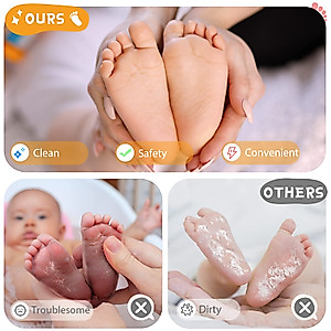 Baby Footprint Handprint Kit Clean Touch Ink Pad, 3 Pcs Pet Dog Paw Stamp Pad Print Kit, Safe Newborn Inkless Infant Hand and Footprint Ornament Kit, Doesn’t Touch Skin, Impression Memory Gift, Black